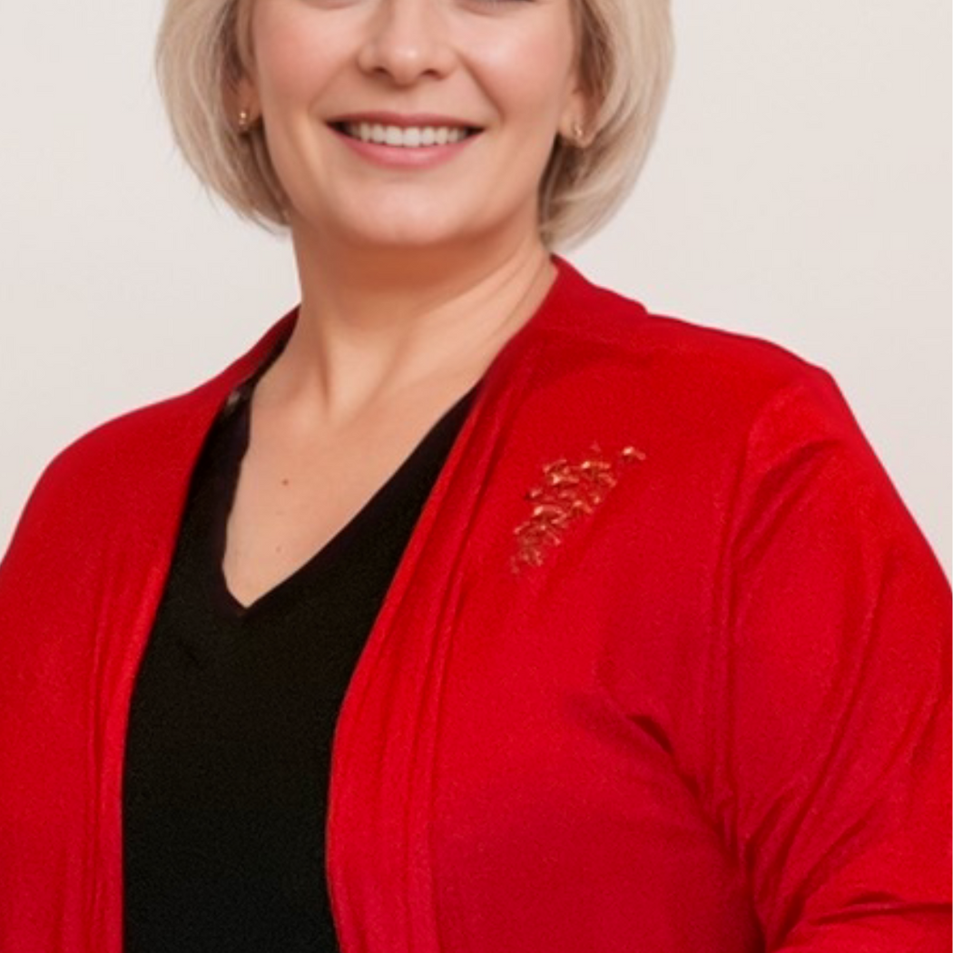 LIMITED EDITION RED WATERFALL CARDIGAN WITH HEARTS – rockthosecurves