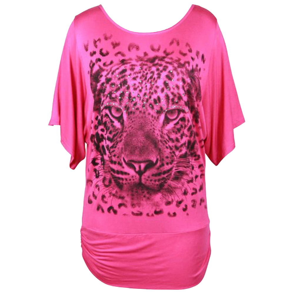 ROCKTHOSECURVES BATWING OVERSIZED TOP OFF SHOULDER SPARKLY LEOPARD PRI ...